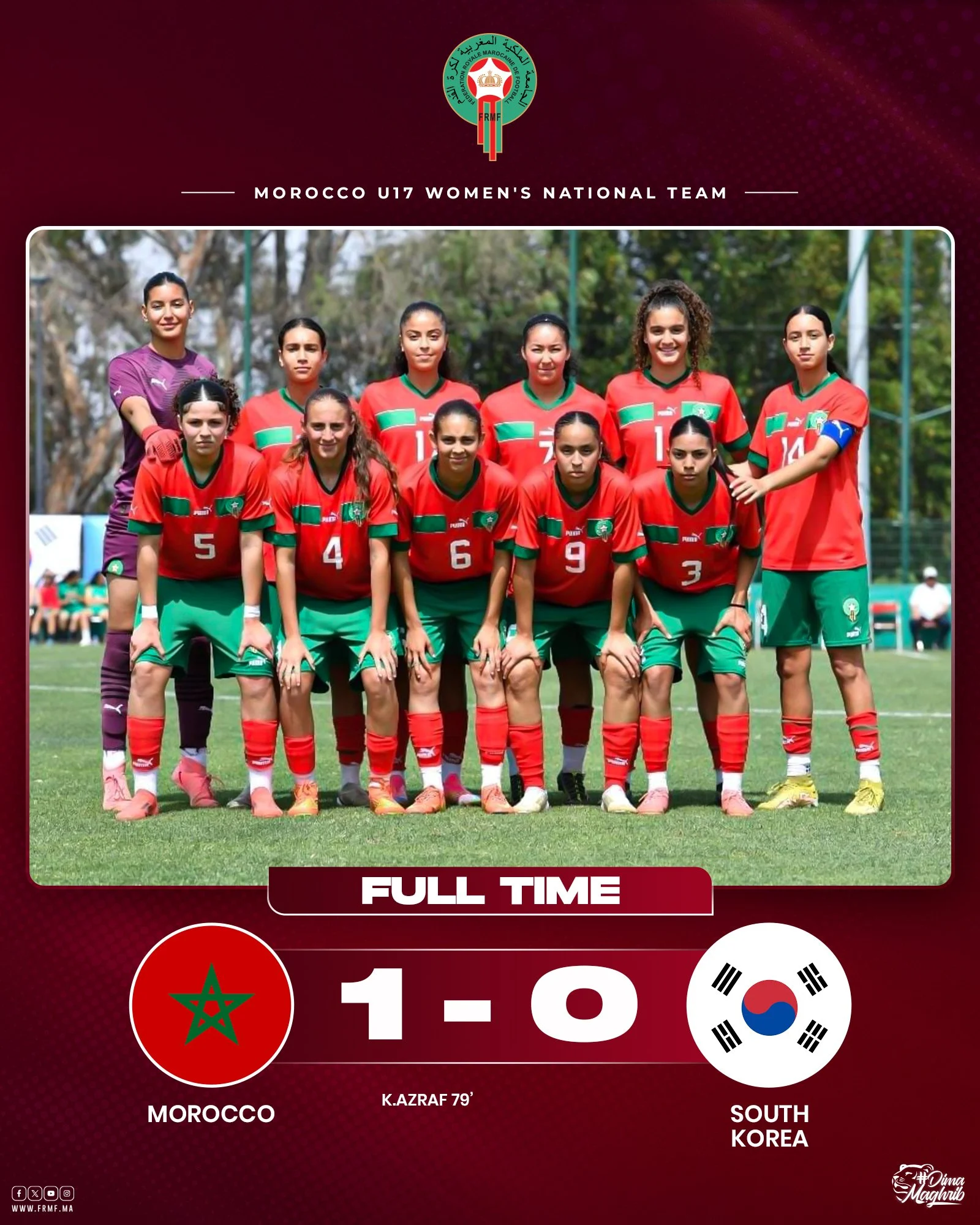 Moroccan U-17 women's team secures 1-0 victory over South Korea in ...